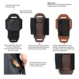 Levy's Leathers Wireless Transmitter Bodypack Holder; Black Leather (MM14-BLK)
