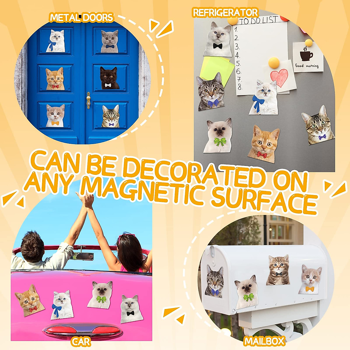 12 Pcs Fun Cat Refrigerator Magnets Cute Fridge Magnets Decorative Funny Cat Fridge Magnets Reusable Magnetic Bumper Sticker Flexible for Kitchen Locker Car Home Whiteboard Office