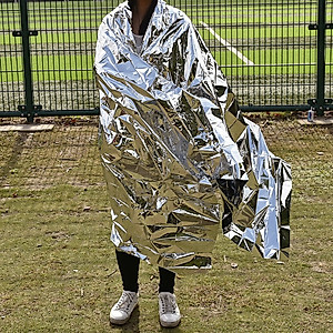 Leberna Emergency Blanket Survival Gear | Foil Mylar Thermal Blankets 63" x 87" inches (Pack of 10) | Big Double Sided Escape Tact Bivvy, | for NASA, Outdoors, Hiking, Space, Marathons First Aid Kit