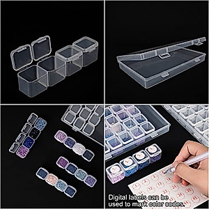 5D Diamond Painting Storage Containers,2 Packs 28 Grids,Diamond Painting Box and100 Number Label (M-2)