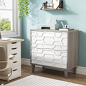 Tribesigns 2-Drawer File Cabinet, Lateral Filing Cabinet for A4/Letter/Legal Size, Office Storage Cabinet, Printer Stand with Storage Drawer for Home Office, White