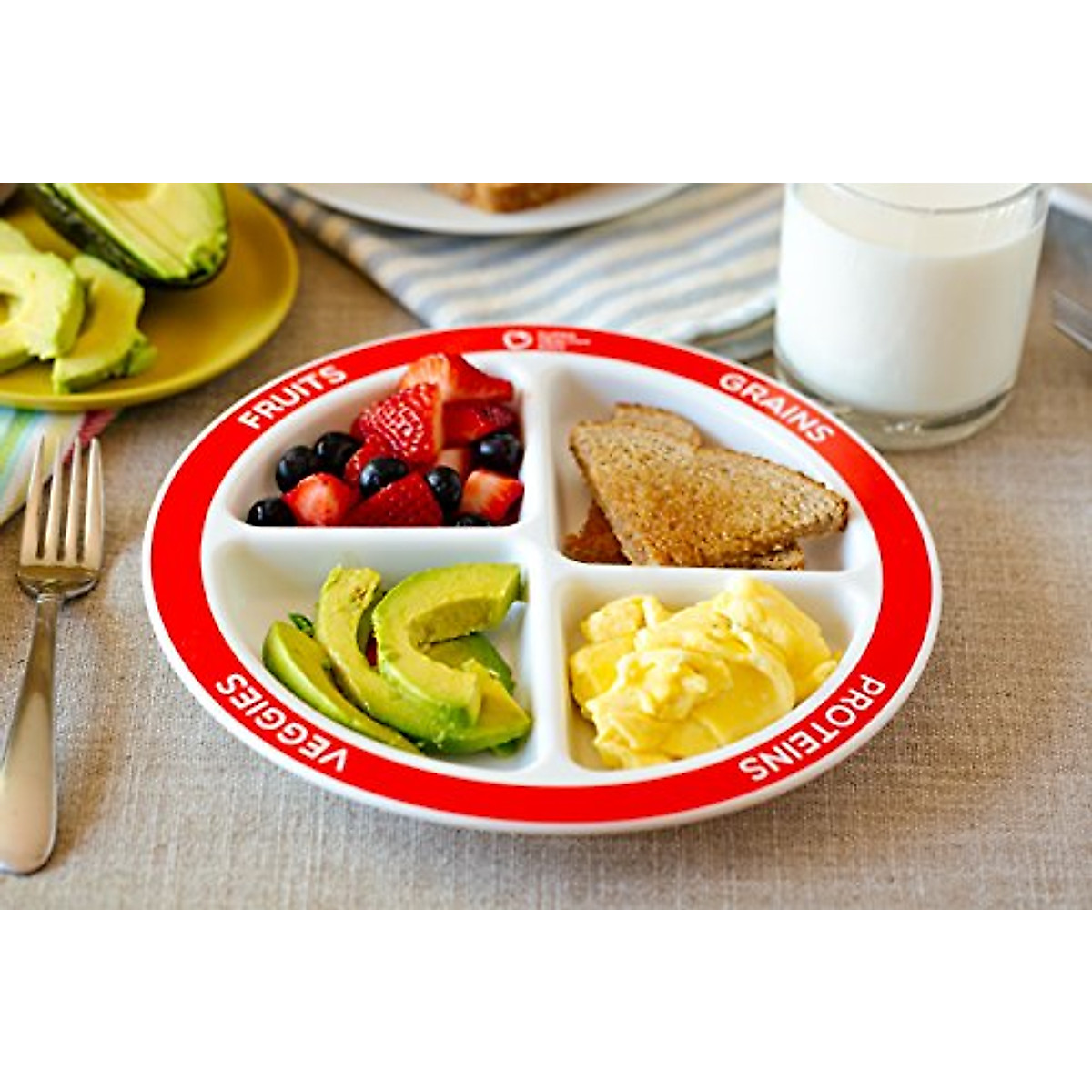 Health Beet Choose MyPlate Portion Plate for Kids, (4 pack) Toddlers - Kids Nutrition Plates with Dividers from