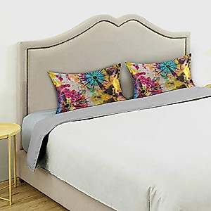 Satin Pillowcase for Hair and Skin Silk Pillowcase Standard Size Abstract Retro Tie Dye Circle Pattern Pillow Cases Cooling Satin Pillow Covers with Zipper Closure