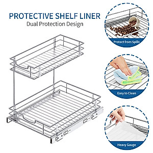 Dobyusf 2 Tier Pull Out Cabinet Organizer and Storage, Under Sink Slide Out Drawers for Kitchen Home Bathroom Organizer Storage