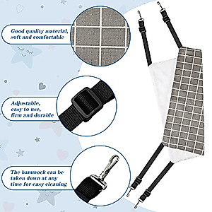 2 Pieces Reversible Cat Hanging Hammock Soft Breathable Pet Cage Hammock with Adjustable Straps and Metal Hooks Double-Sided Hanging Bed for Cats Small Dogs Rabbits, Medium