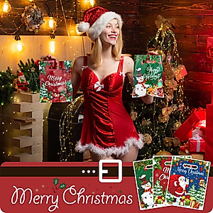 Cholemy 120 Pcs Christmas Merchandise Bags Bulk Christmas Plastic Bags 8 x 10 in Christmas Favor Gift Bag Christmas Party Favor Bags with Handle for Shopping Holiday Boutique Treat(Bright Style)