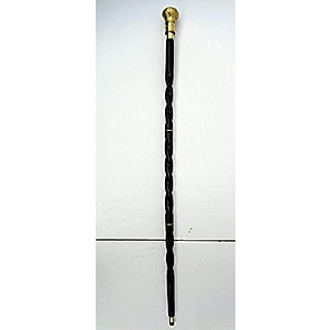 Vintage Brass Ball Head Handle Victorian Style Wooden Stick Walking Shaft Cane (3 Fold Wooden Walking Cane )