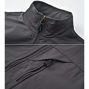 Spanye Men Vest Outdoor Leisure Multi-Pocket Loose Fit Vests Photography Fishing Jacket (Gray, Medium)