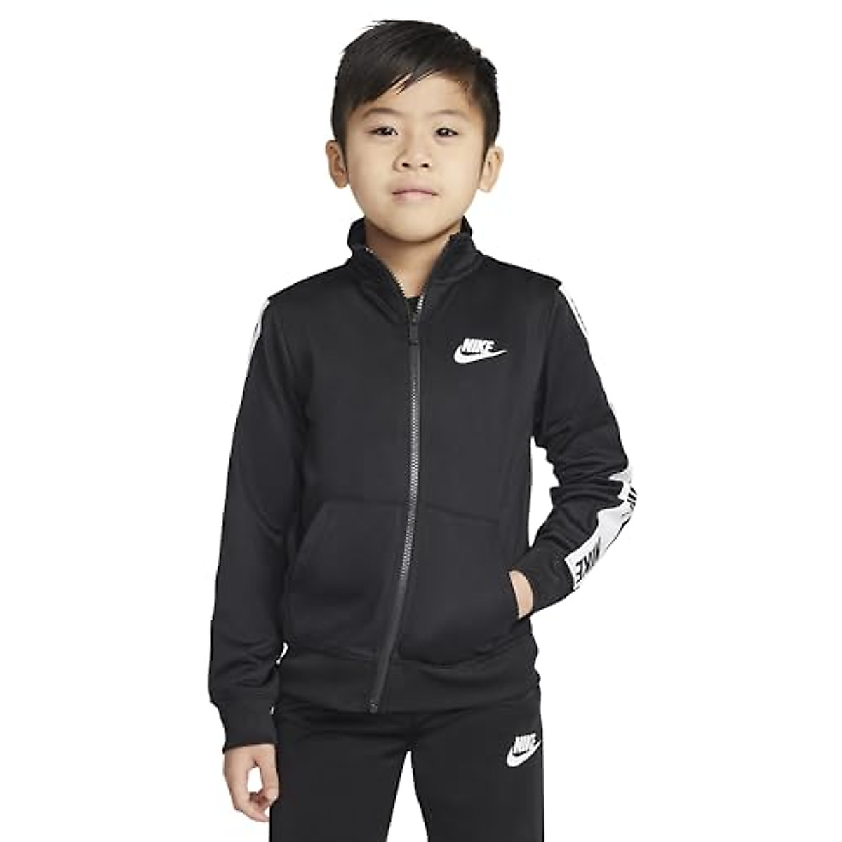 Nike Boy's Tricot Tracksuit Two-Piece Set (Little Kids) Black/White 7 Little Kid