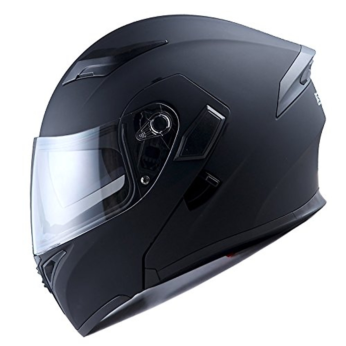 1Storm Motorcycle Modular Full Face Flip up Dual Visor Helmet + Spoiler Bundle with Freedconn Motorcycle Bluetooth Headset: HB89 Matt Black