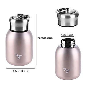 10.15oz/300ML Mini Thermal Mug Leak Proof Vacuum Flasks Travel Thermos Stainless Steel Drink Water Bottle Small Thermos Cups for Indoor and Outdoor (Rose Gold)