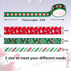 Christmas Washi Tape - 12 Rolls Holiday Washi Tapes 3 Sizes Red Green Christmas Duct Tape Silver Foil Masking Tape Assortment Xmas Tape for Christmas Scrapbook Journal DIY Craft Gift Wrapping
