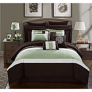 Chic Home Pisa 16 Piece Bed in a Bag Comforter Set, King, Brown,CS1131-AN