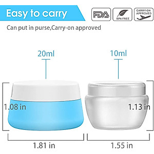6 Pack Travel Containers for Toiletries, Leakproof Silicone & PP Cream Travel Jars,0.67oz Travel Size Containers with Hard Sealed Lids for Face Hand Body Cream (6 Pieces)