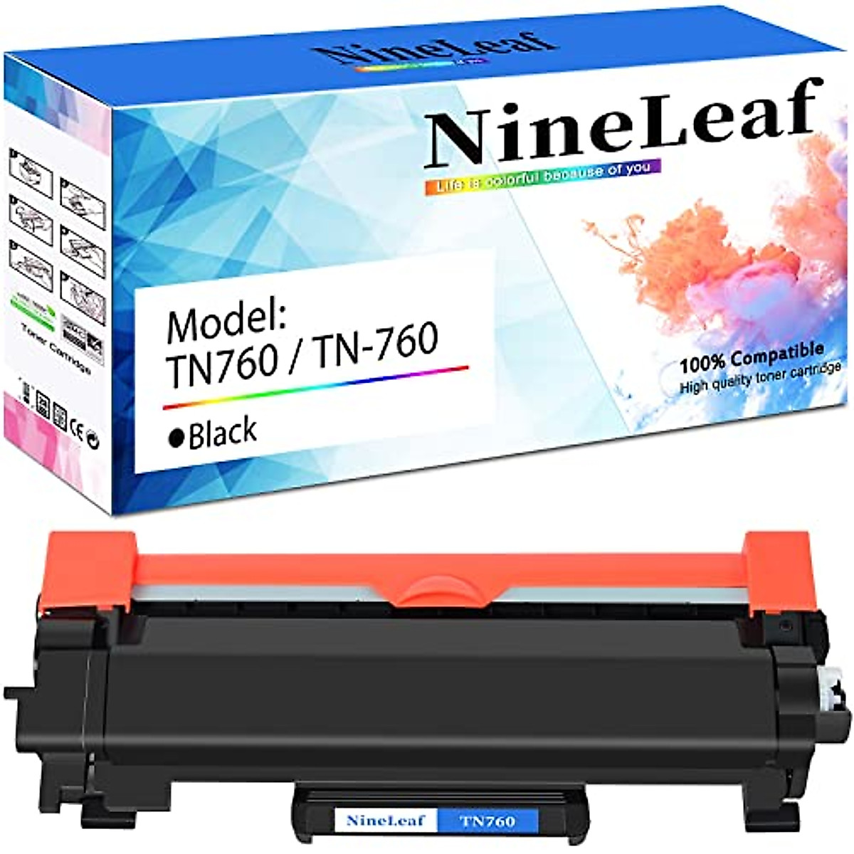 NineLeaf (3,000 Pages per Compatible Toner Cartridge Replacement for Brother TN760 TN-760 TN730 with CHIP to use in DCP-L2550DW HL-L2350DW HL-L2390DW MFC-L2710DW MFC-L2750DW Printer (1 Pack Black)