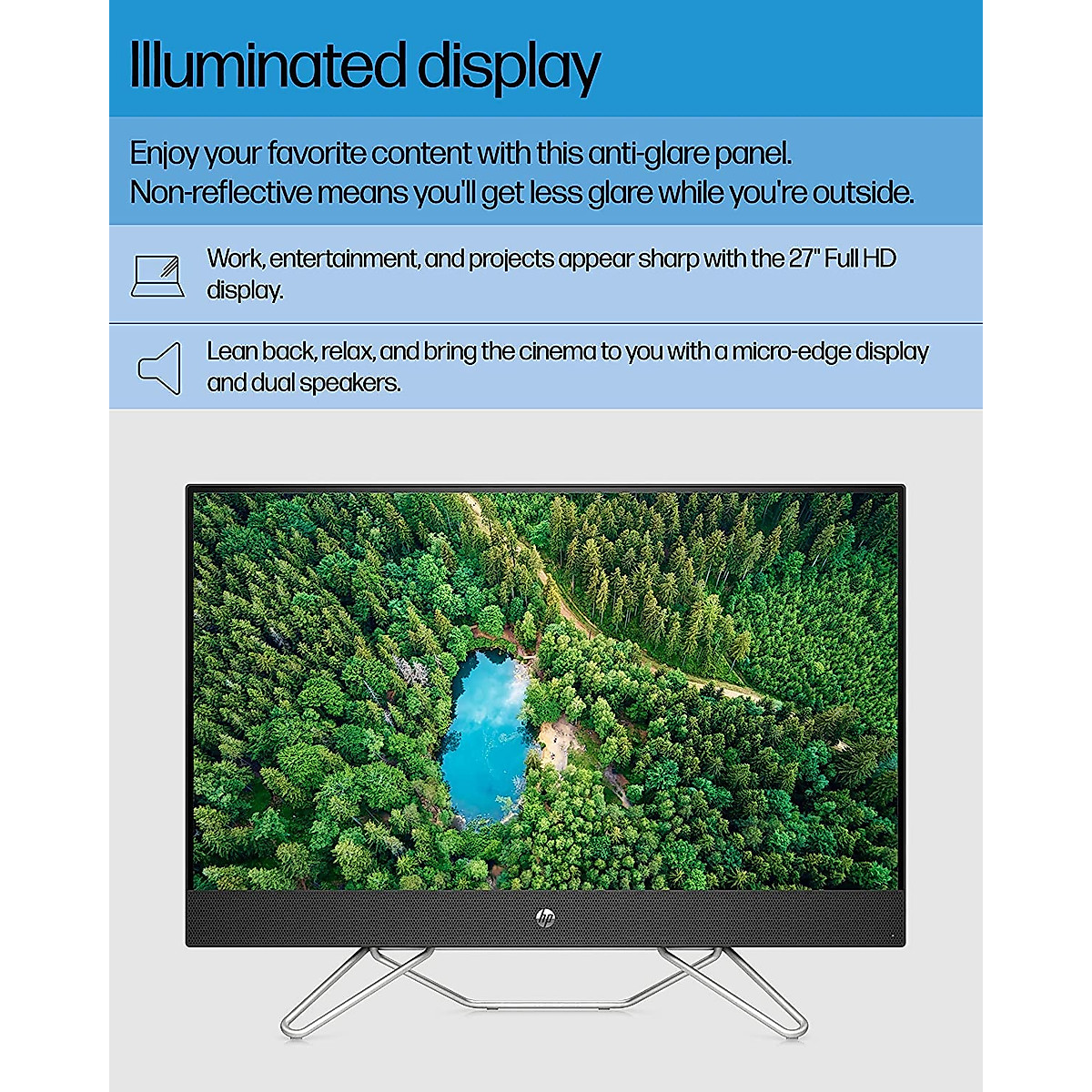HP All-in-One Business Desktop, 27" FHD Micro-Edge Display, 12th Gen Intel Core i7-1255U, 4GB RAM, 2TB SSD, HDMI, RJ-45, Webcam, Wireless KB&Mouse, Wi-Fi 6, Windows 11 Pro