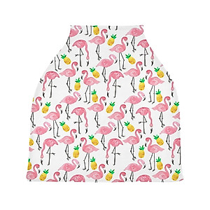 Nursing Cover Breastfeeding Scarf Pink Flamingo Pineapple- Baby Car Seat Covers, Stroller Cover, Carseat Canopy(8ue9a)