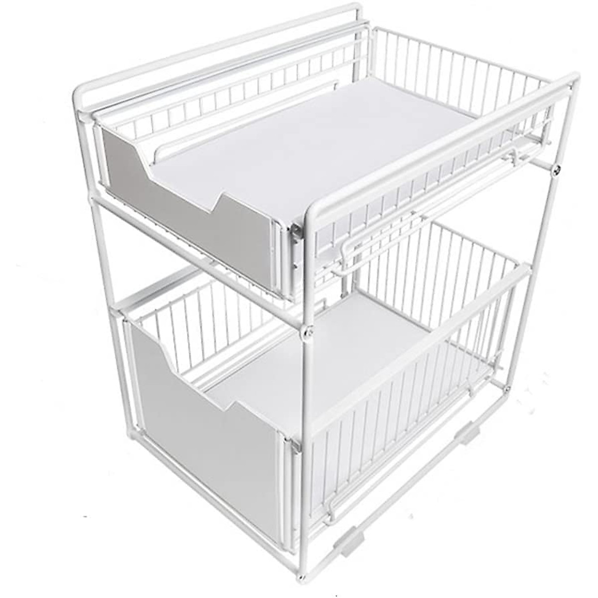 CBYJK Stackable 2-Tie Under Sink Cabinets Organizer With Sliding Storage Drawer, Under Sink Organizer, Pull Out Cabinets Organizer Shelf, Sliding Basket Organizer Drawer For Kitchen, Bathroom, Office