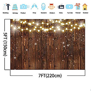 Mocsicka Rustic Wood Photography Backdrop Glitter Lights Vintage Wooden Backdrops 7x5ft Rustic Wedding Birthday I do BBQ Baby Shower Bridal Shower Background Party Studio Props