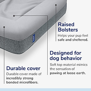 Casper Dog Bed, Plush Memory Foam, Medium, Gray, 25.0"L x 33.0"W x 6.0"Th