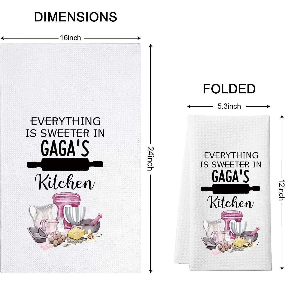 TSOTMO Gaga Gift Gaga Everything is Sweeter in Gaga’s Kitchen Grandma Kitchen Towel Dish Towel (Sweeter GAGA)