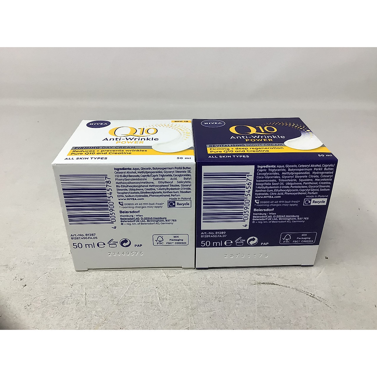 Nivea Q10 SPF 15 Anti-Wrinkle Face Day Cream Plus Face Night Cream, 50 ml