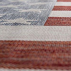 Jill Zarin Jill Zarin Outdoor Collection Area Rug (4' 1" Round, Red/ Blue)