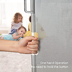 Retractable Baby Gate, Momcozy Mesh Safety Gate for Babies and Pets, Extra Wide Safety Baby Gate 33.7" Tall, Extends to 55" Wide, Pet Dog Gate for doorways, Stairs, Hallways, Indoor/Outdoor (Grey)