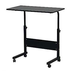 C Table with Wheels for Couch Bed Recliner, Side Table for Couch, Sofa Side Table Desk with Wheels, Tray Table Portable Side Table for Bed, Table Laptop Cart, Height Adjustable Coffee Snack Table