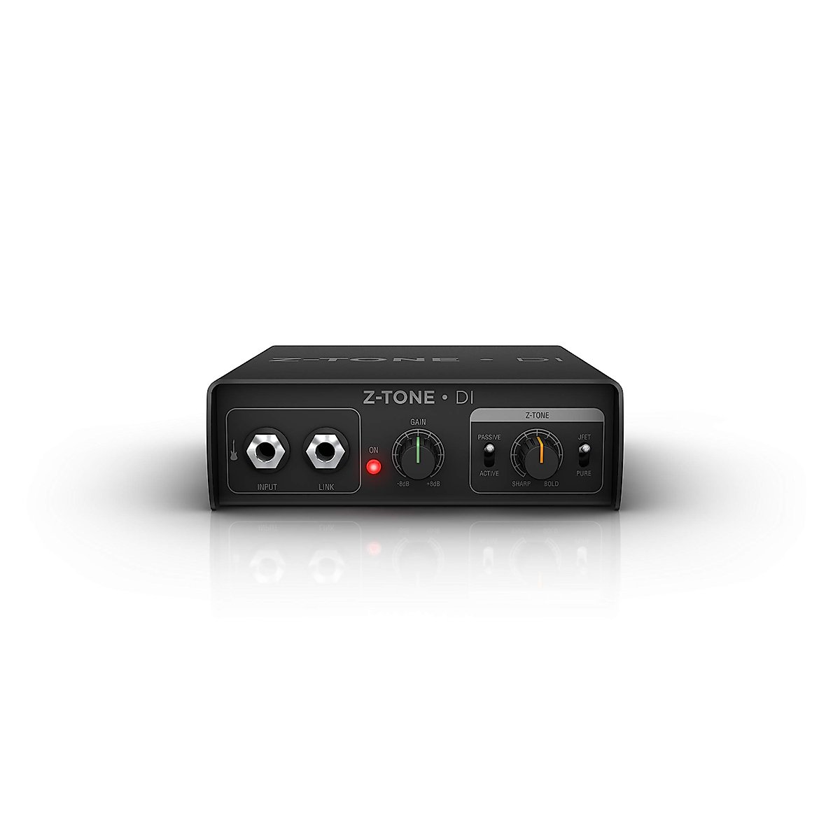 IK Multimedia Z-Tone DI Instrument preamp, Direct Box with Active/Passive Pickups selector, switchable Pure/JFET Channels, and Ground Lift for use as a reamp Box