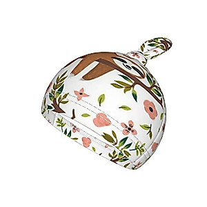 Cute Sloth Newborn Swaddle Blanket and Hat Set Boy Girl, Soft Stretchy Baby Receiving Blanket Sleep Sack for Infants Gift