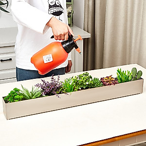 Yaomiao Rectangle Planter Box 32 Inch Window Planter Succulent Trough Rectangular Planter for Indoor Plants Succulent Box Stainless Steel Window Sill Planters Indoor Planters for Table Sill Indoor