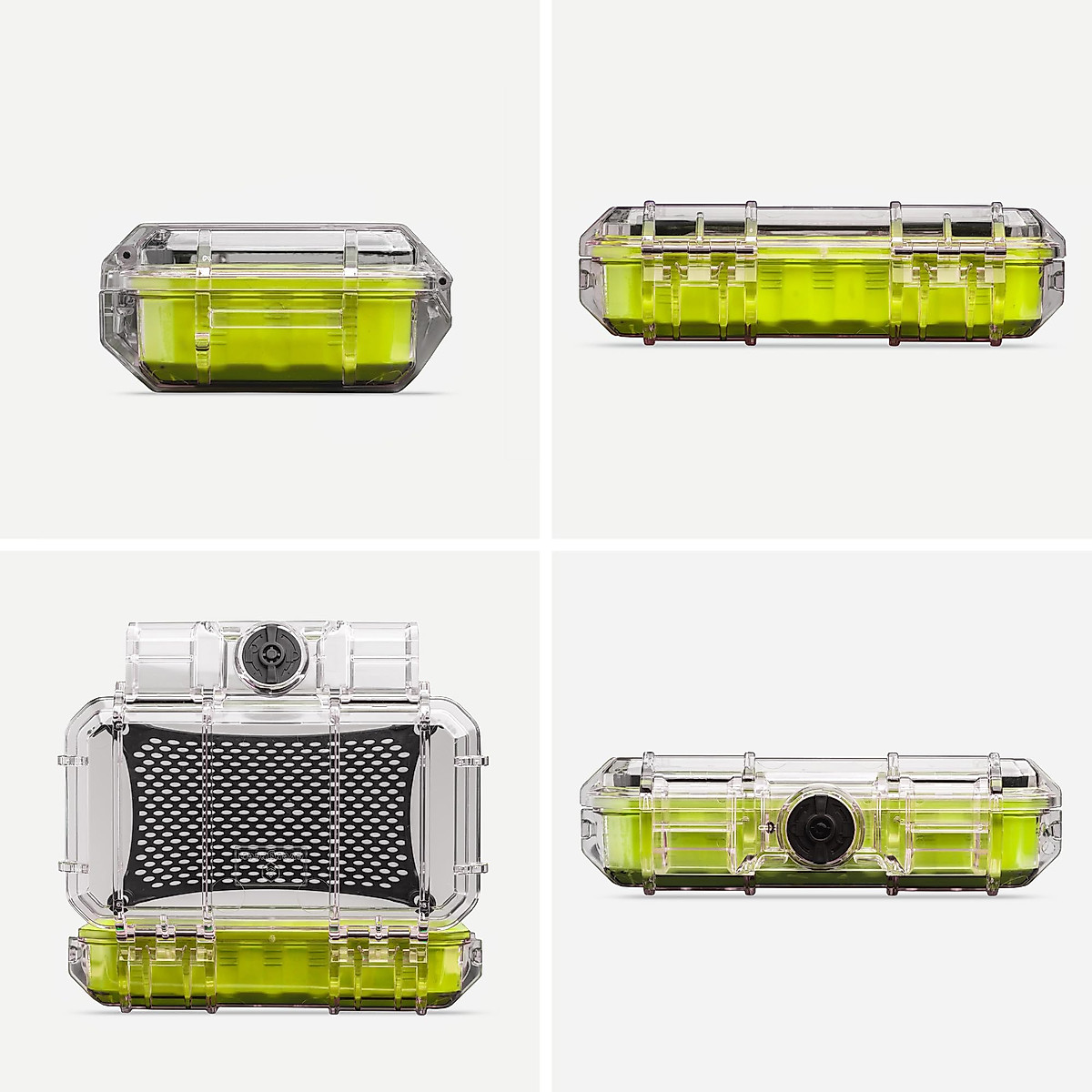 Evergreen 56 Clear Waterproof Dry Box Protective Case Colored Rubber Insert - Travel Safe/MilSpec/USA Made - Tackle Organization of Cameras, Phones, Camping, Fishing, Travel, Water Sports (Green)