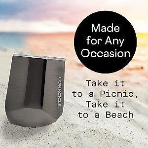 Corkcicle Stemless Glass, Stainless Steel, Triple Insulated (Gunmetal, 12oz/355ml)