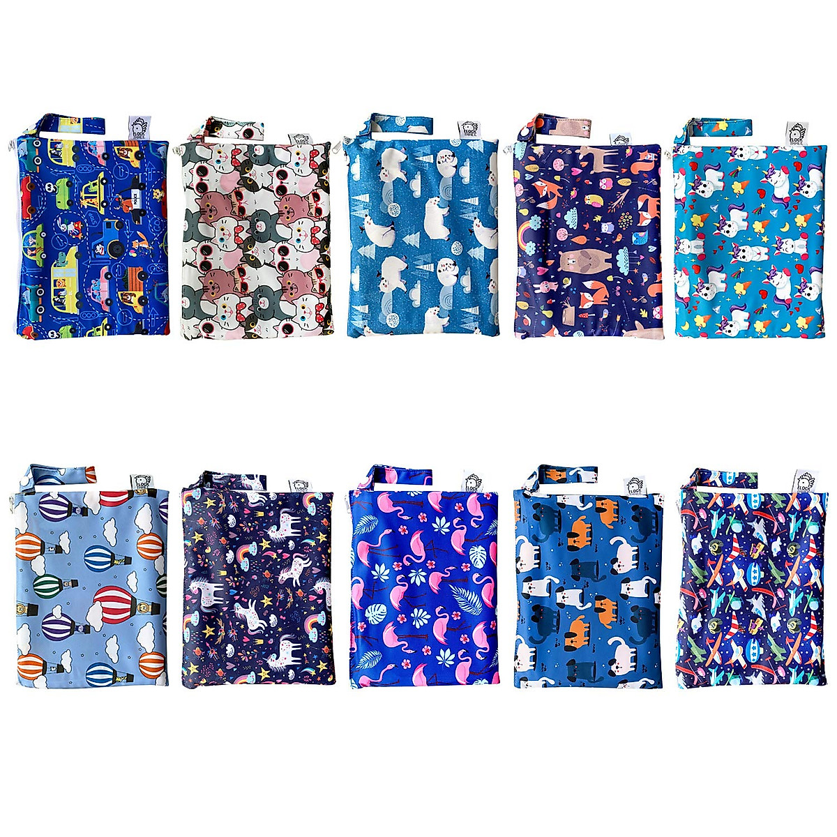 Flockthree Waterproof Baby Diaper Changing Pad with Storage Bag (28.7" X 19.7") Washable Wipeable Reusable Leak Proof Diaper Travel Mat Station Changing Mattress Liner Cribs Bed Cover, Unicorns