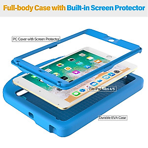 SUPLIK Kids Case for iPad Mini 4/5 (7.9"), Built-in Screen Protector Durable Shockproof Protective Cover with Handle Stand for 7.9 inch Apple iPad Mini 4th/5th Generation, Blue