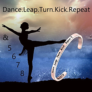 FOTAP Dancer Gift 5678 Dance Bracelet Dance Leap Kick Repeat Cuff Gift for Ballet Dancer, Dance Teacher (RG-Dance 5678)