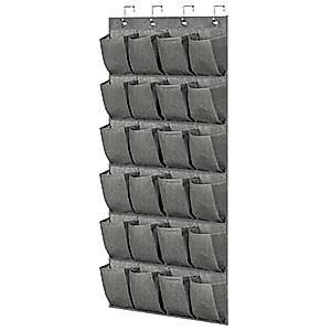 KEETDY 24 Large Over the Door Shoe Rack Hanging Shoe Organizer for Closet for Men Sneakers, Women High Heels, Grey
