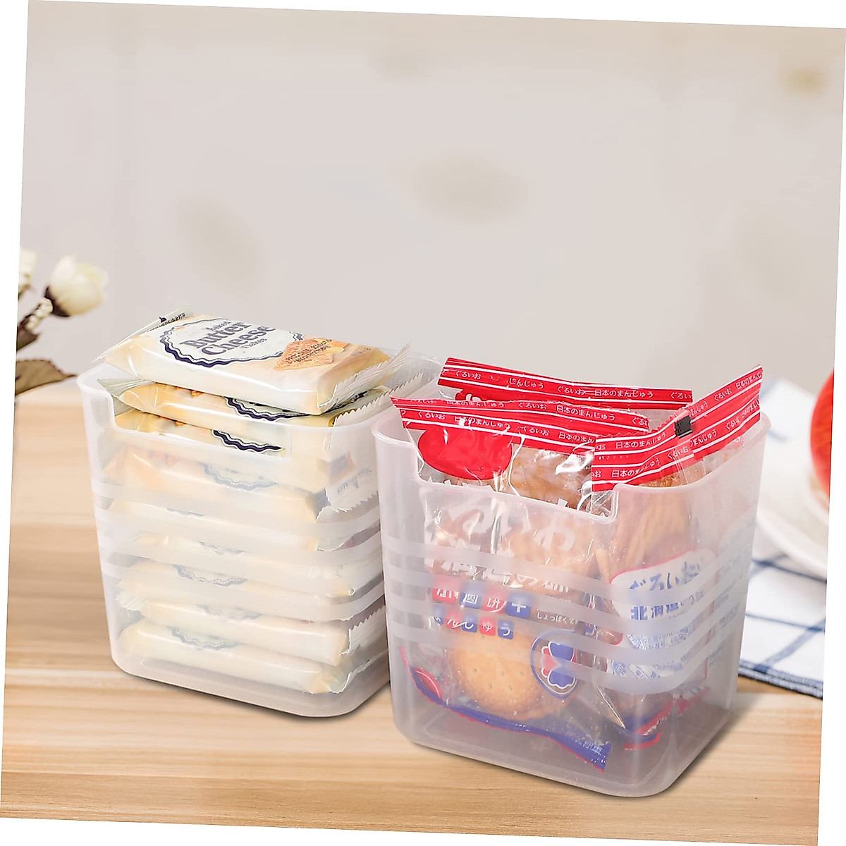 FONDOTIN 2Pcs Translucent Refrigerator Organizer Bins Fridge Side Door Storage Boxes for Home Kitchen Multi Use Storage Solution for Snacks Sauces and Kitchen Essentials