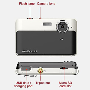 Kmonabie Digital Camera, 40 Mp 2.4inch LCD Rechargeable Hd Digital Camera Compact Pocket Cameras 3X Zoom for Forbeginners, Students, Family and Friends