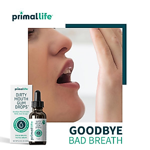 Primal Life Organics - Dirty Mouth Gum Serum, Natural Essential Oils, Promotes Good Breath, Gentle Mouthwash, Supports Good Oral Health, Great On Your Gums, Paleo, Organic, Vegan, Gluten-Free (0.5 oz)