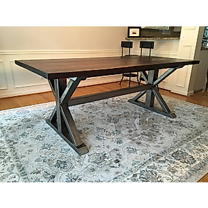 Walnut and Metal Trestle Table