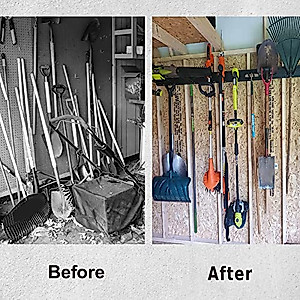 Charmount 18 Pcs Garage Storage Organization Wall Mount,96 Inch Adjustable Yard Garden Tool Organizer With 12 Heavy Duty Hooks,Tracks Max Load 1200lb