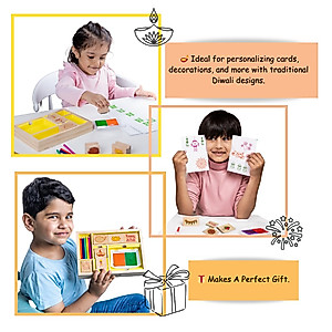 Diwali Wooden Stamp Set – Ideal Gift for Diwali, Arts & Crafts Enthusiasts, and Celebrations - Perfect for Rangoli, DIY Crafts, Card Making & Festive Decorations