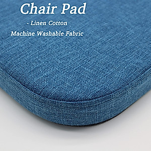ZYHOONE Seat Cushions for Kitchen Chairs - Dining Room Metal Wooden Non Slip Chair Cushion Pads with Machine Washable Cover and Ties [14.5 X 15.5 X 2 Inches] - Blue