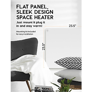 EconoHome Wall Heater Panel with Thermostat - Electric Wall Mounted Heater for Indoor Use - 400Watt Convection Heater - Perfect for Rooms Up to 120 Sq Ft - 120V - Updated Model