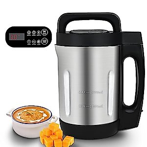 Potlimepan Soup Maker Machine 2 L, 8 in 1 Multi-Funcation Soup and Smoothie Maker with Led Control Panel, Stainless Steel Hot Soup Maker Electric, Makes 3-6 Servings Smart Living for Home Commercial Use Black