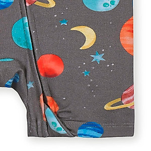 Gerber Unisex Baby Buttery Soft Short Sleeve Romper with Viscose Made from Eucalyptus, Space, 12 Months