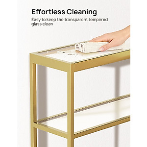 Evajoy Console Table, 55" Entryway Table with 3 Tiers, Open Glass Sofa Table for Living Room, Foyer, Entryway, Bedroom, Hallway