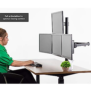 VIVO Steel Quad LED LCD Computer Monitor Heavy Duty Desk Mount, 3 Plus 1 Fully Adjustable Stand, Holds 4 Screens up to 32 inches, STAND-V104A